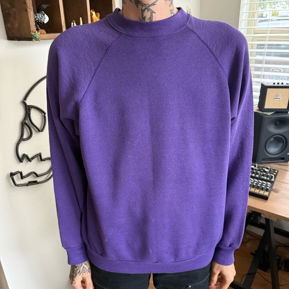 Vintage | Shirts | Vintage 8s 90s Purple Blank Raglan Crewneck ...